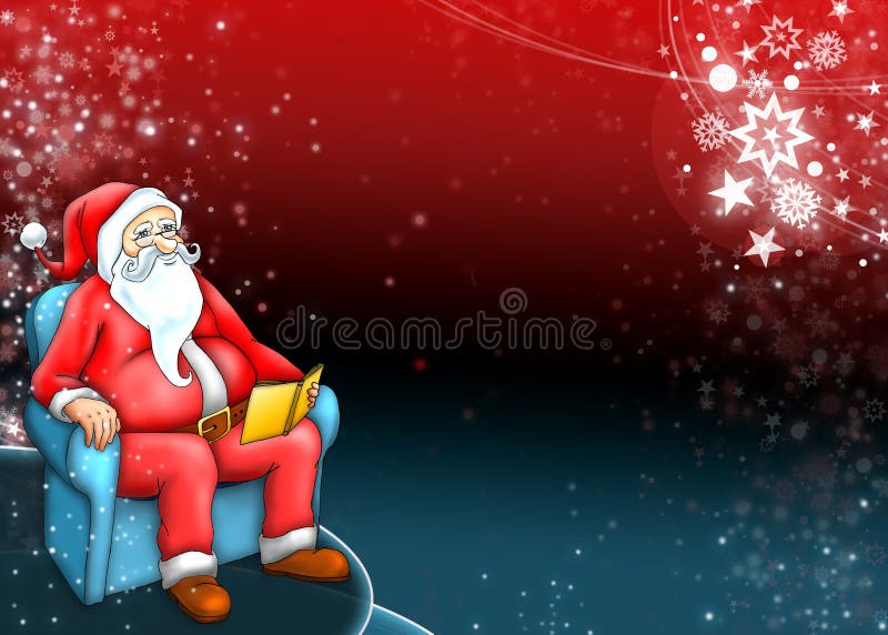 Santa Claus with Dark Red Blue Background Stock Illustration ...