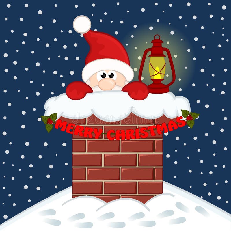 Santa Inside Chimney stock de ilustración. Ilustración de rudolph ...