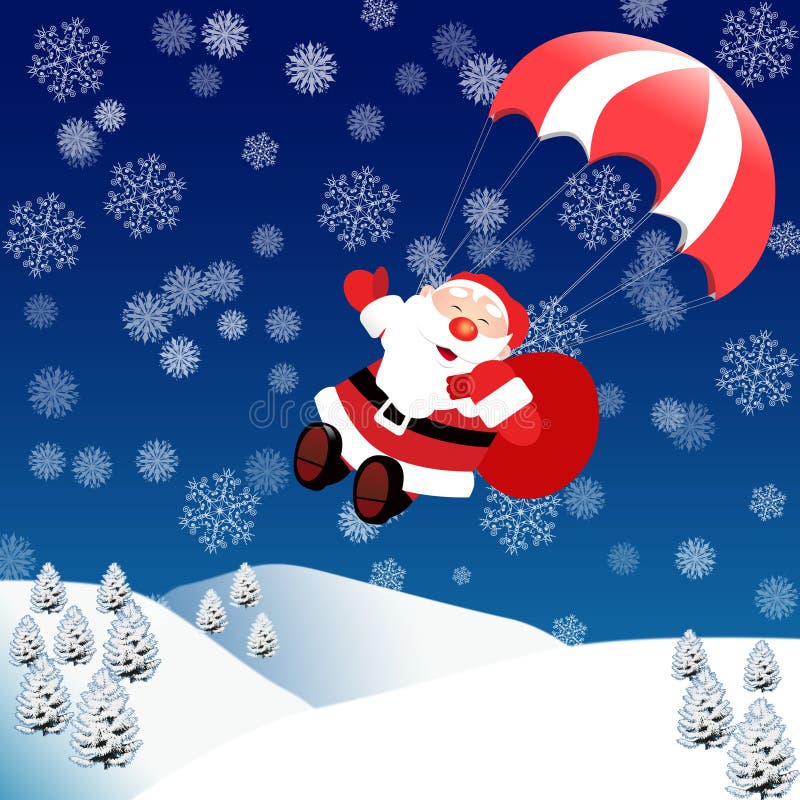 Santa Claus in Parachute stock vector. Illustration of christmas - 34986523