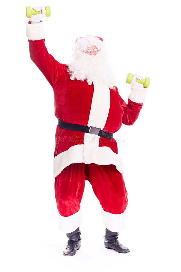 Santa Claus Doing Dumbbell Exercise Stock Photo - Image of male ...