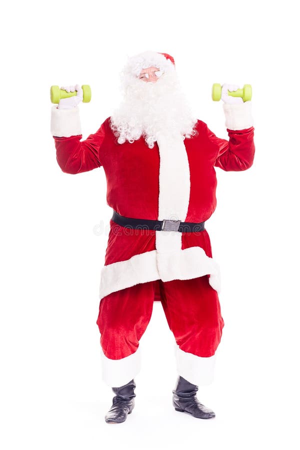 Santa Claus Doing Dumbbell Exercise Stock Image - Image of character ...