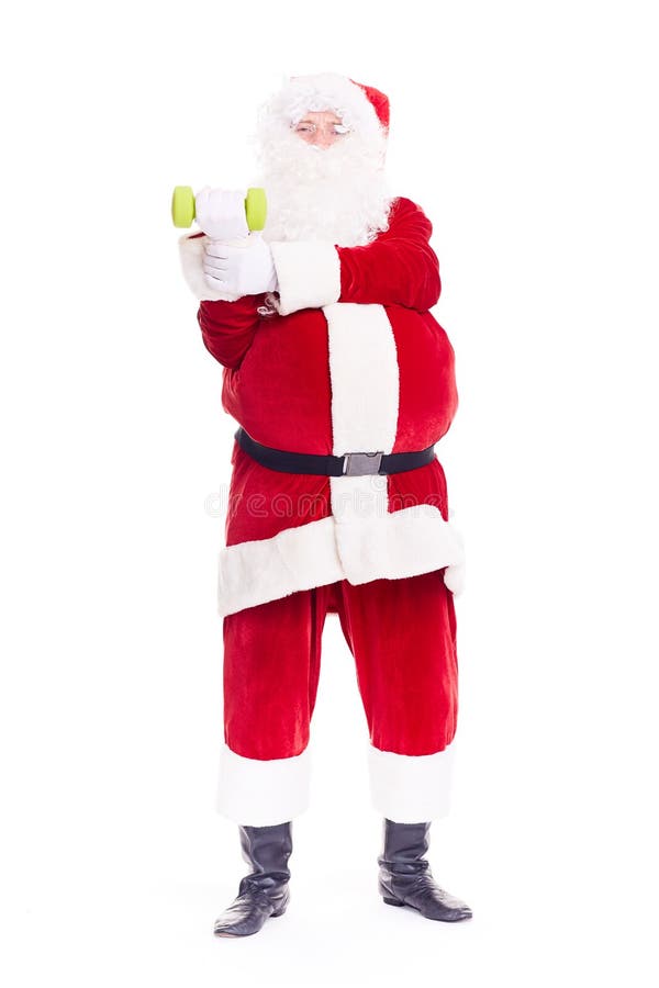 Santa Claus Doing Dumbbell Exercise Stock Photo - Image of strength ...