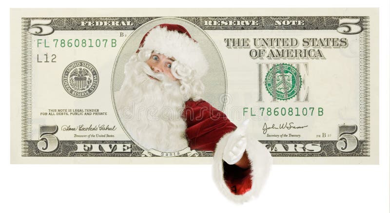 Santa Claus on Dollar Banknote Stock Photo - Image of money, currency ...