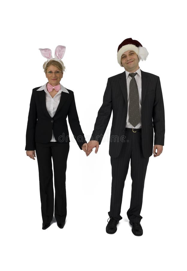 Santa Claus with Easter Bunny. Stock Image - Image of husband ...