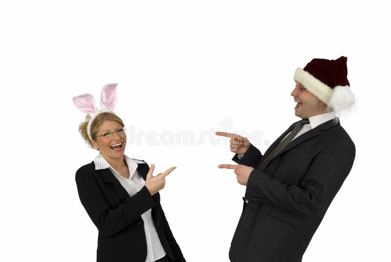Santa Claus with Easter Bunny. Stock Photo - Image of office, bunny ...