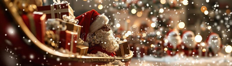 Santa Claus and Elves Loading the Sleigh with Gifts Stock Illustration ...