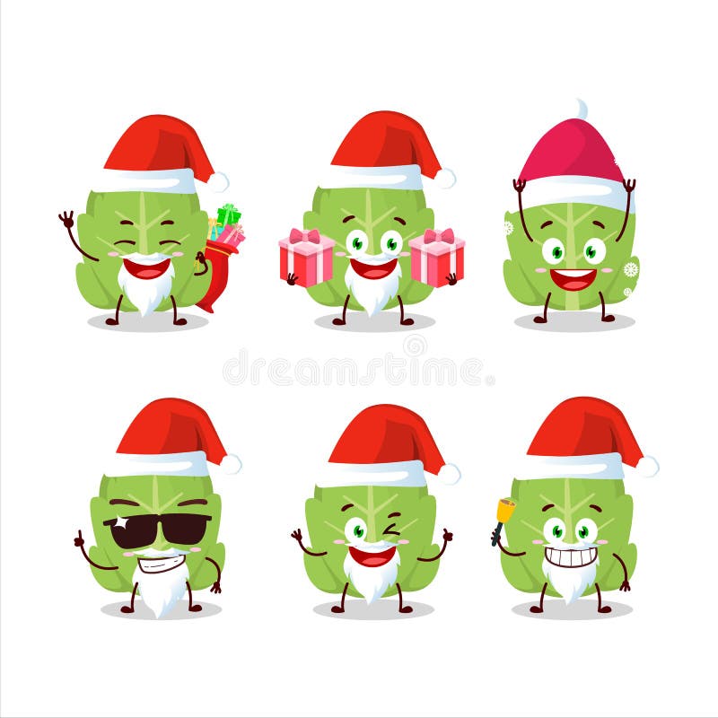 Santa Claus Emoticons with Cabbage Cartoon Character Stock Vector ...