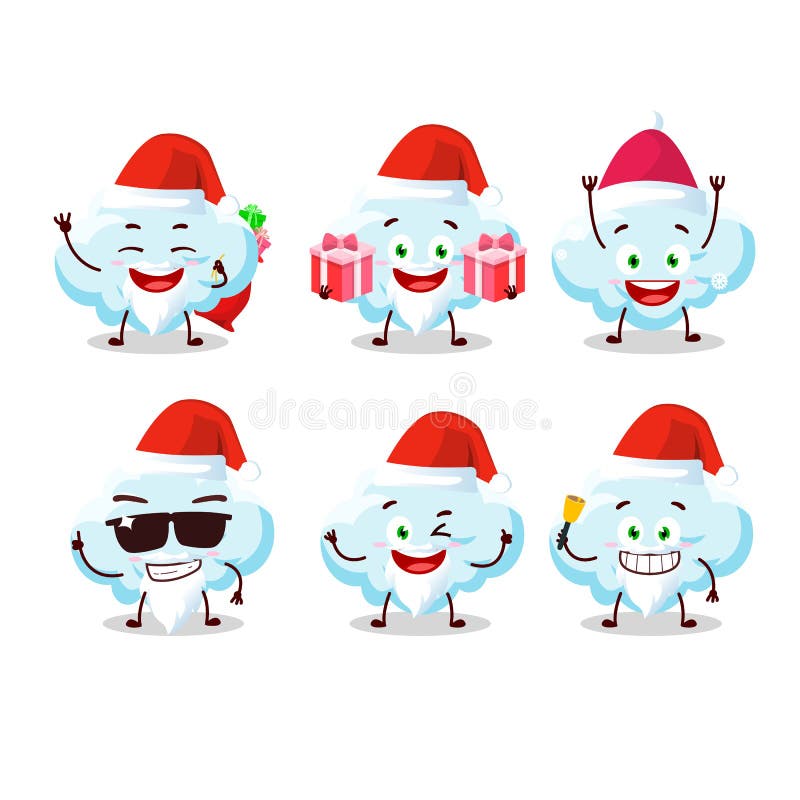 Santa Claus Emoticons with Cloud Cartoon Character Stock Vector ...