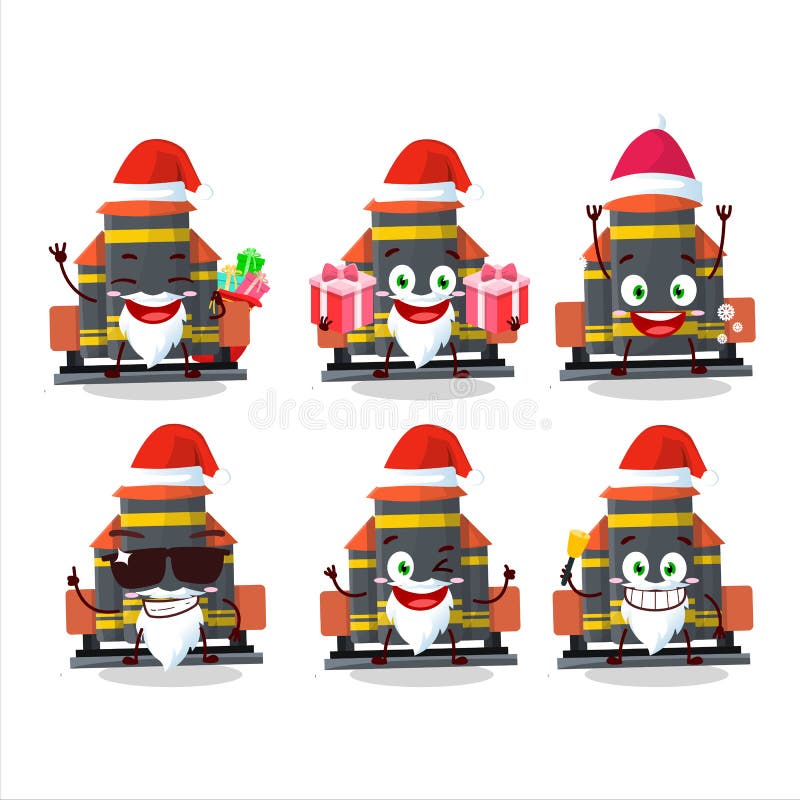 Santa Claus Emoticons with Firework Rocket Launcher Cartoon Character ...