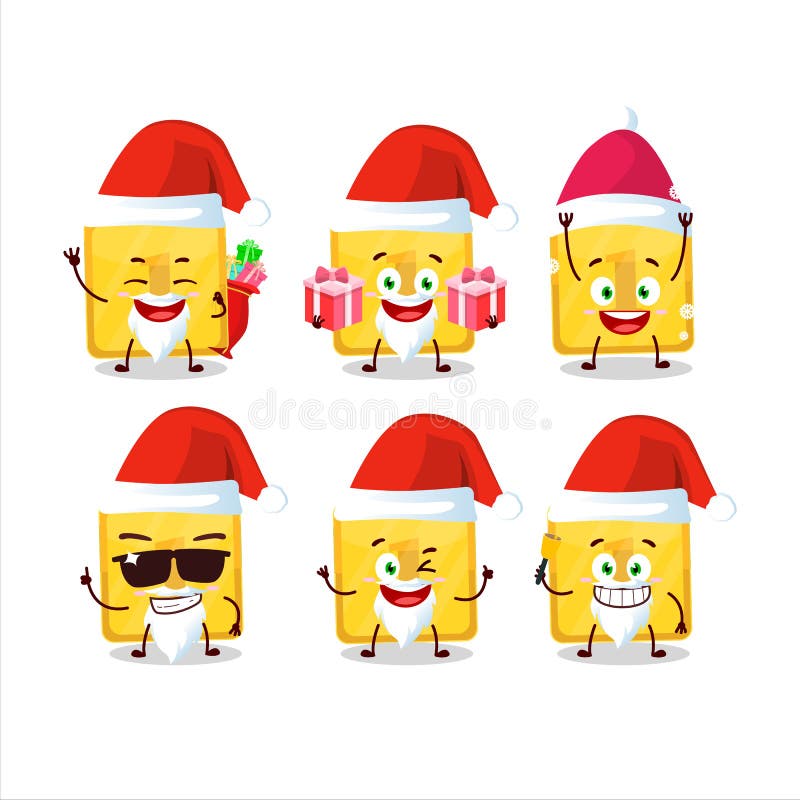 Santa Claus Emoticons with Gold First Button Cartoon Character Stock ...