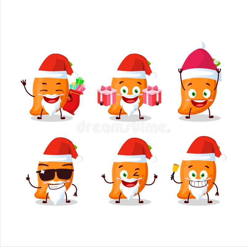 Santa Claus Emoticons with Mango Cartoon Character Stock Vector ...