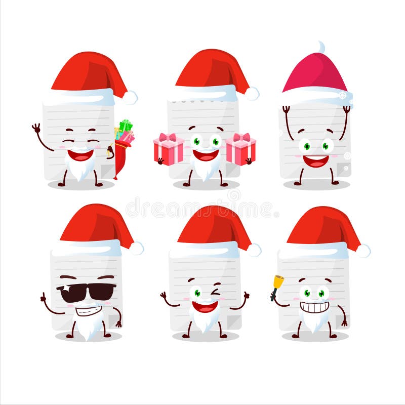 Santa Claus Emoticons with Sticky Notes Cartoon Character Stock Vector ...