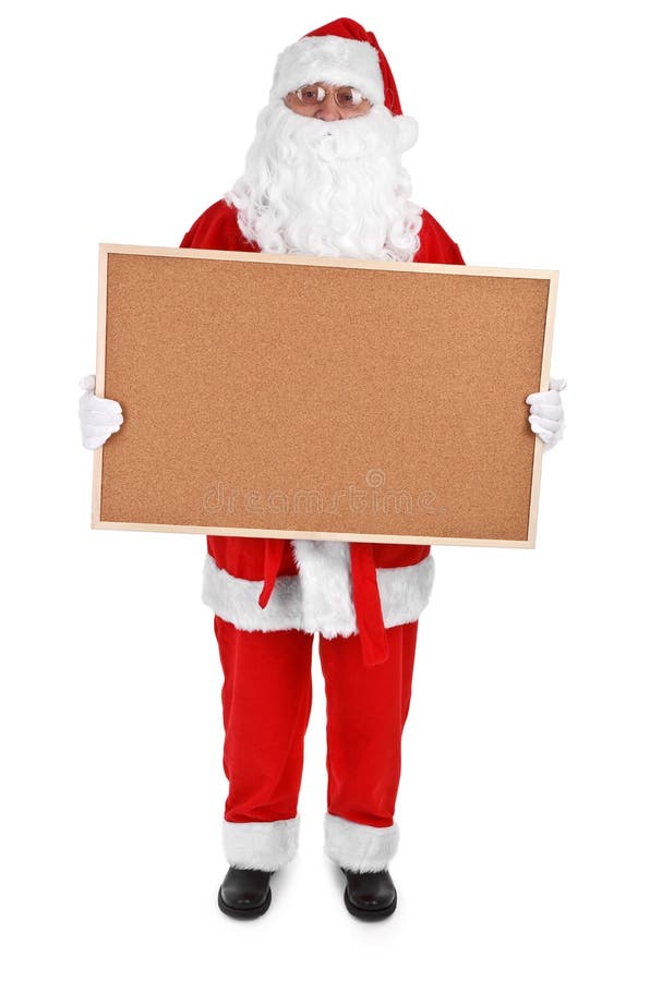 Santa Claus and Empty Bulletin Board Stock Photo - Image of holidays ...