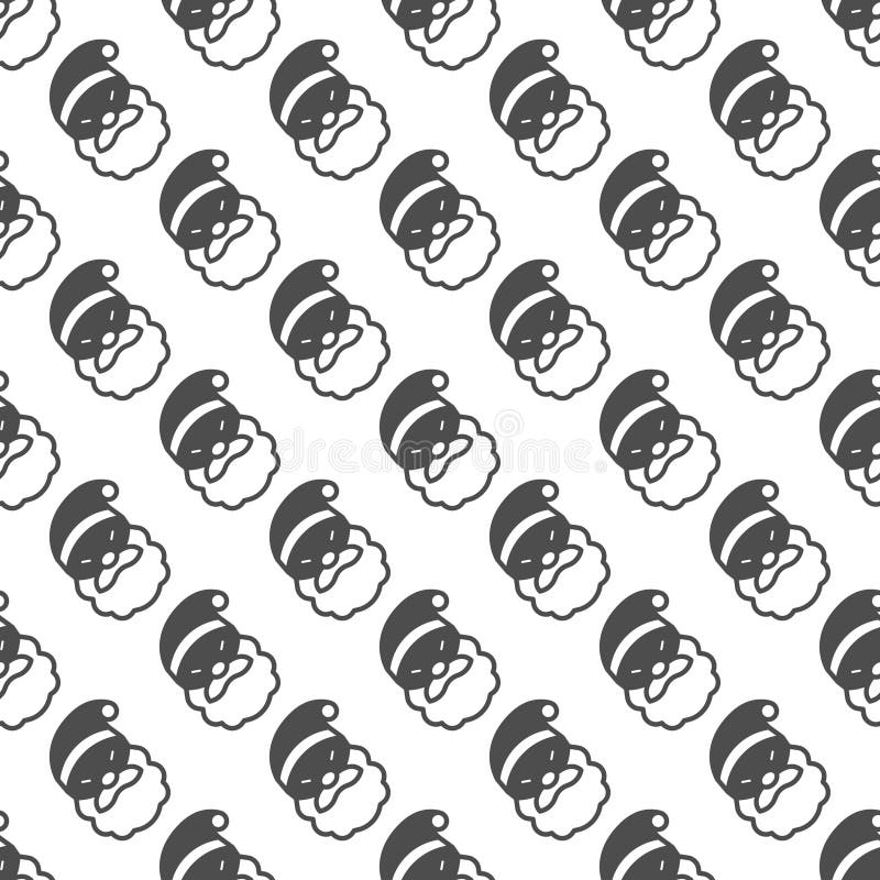 Santa Claus Face with Beard and Mustache Solid Seamless Pattern, Merry ...