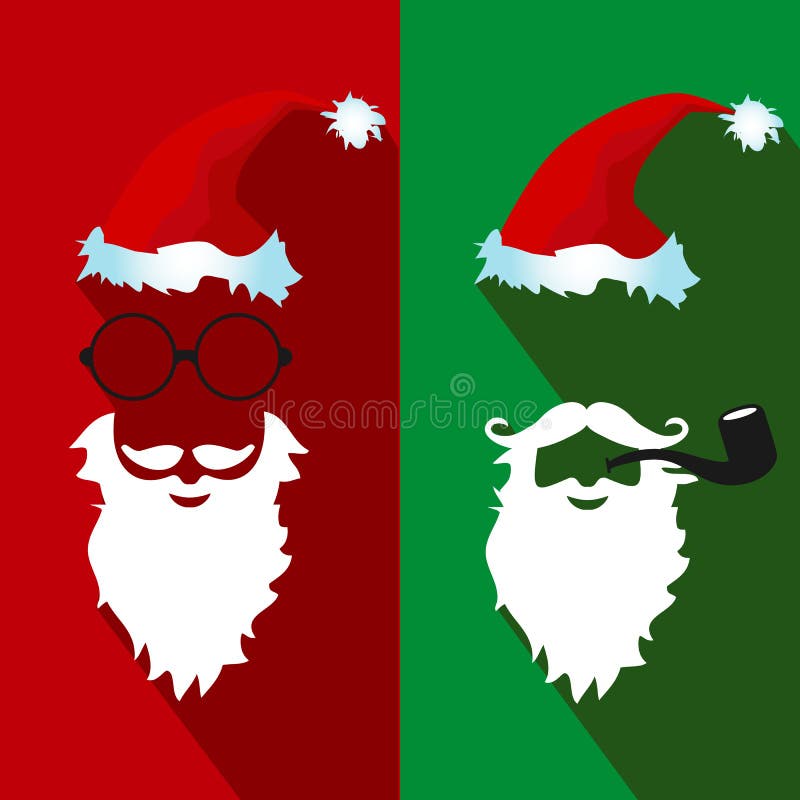 Santa Claus Face Flat Icons with Long Shadow Stock Vector ...