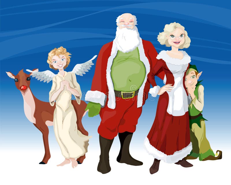 Santa Claus and the family stock vector. Illustration of year - 11521567