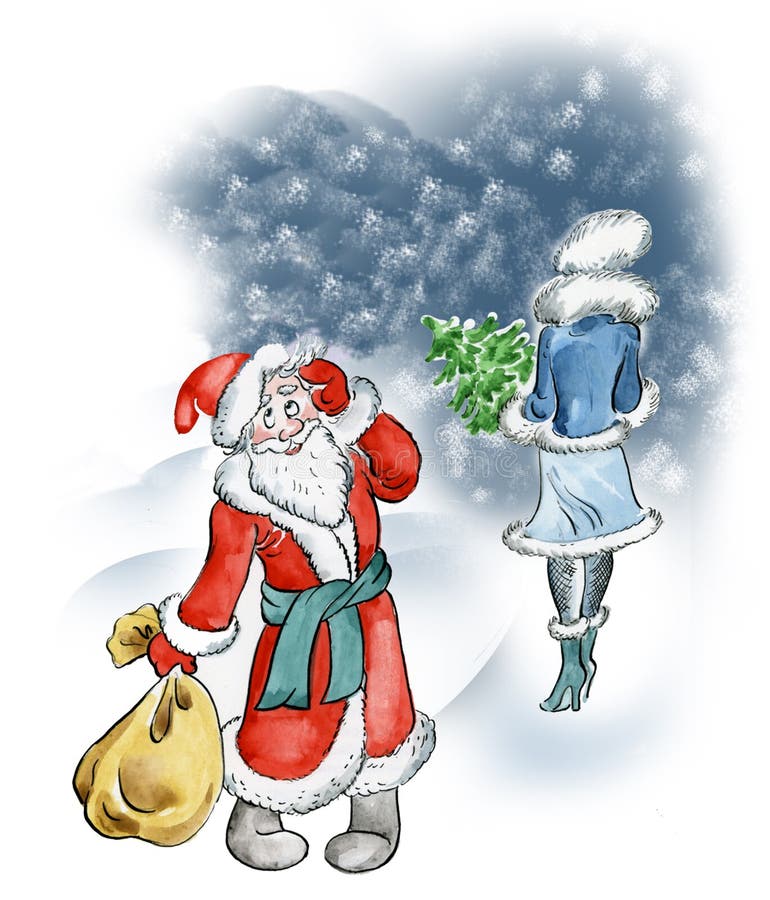Santa Claus fell in love stock illustration. Illustration of cartoon ...