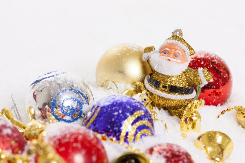 Santa Claus Figurine and Christmas Balls Stock Image - Image of ...