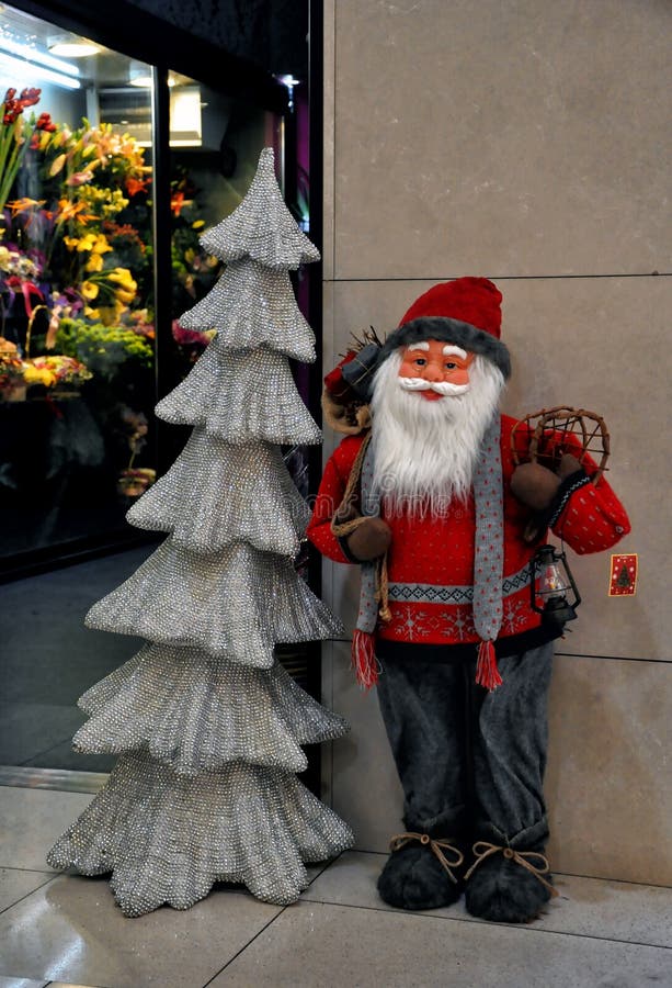 Santa Claus in Front of the Store Stock Image - Image of christmas ...
