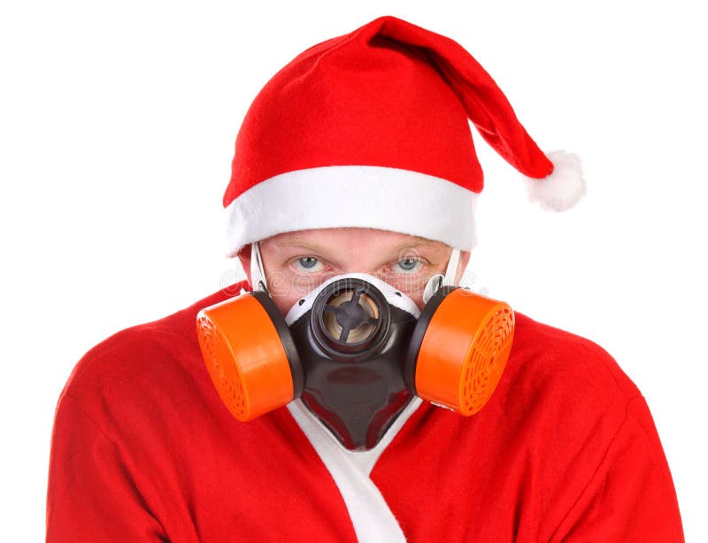 Santa Claus in Gas Mask stock photo. Image of mature - 60417946