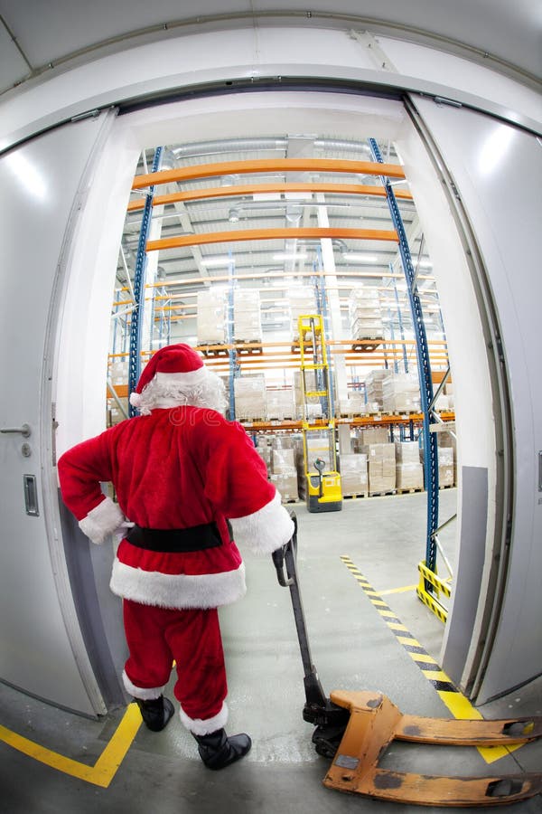 Santa Claus & the Gate To Gift Distribution Center Stock Image - Image ...