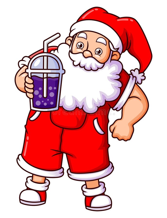 The Santa Claus is Getting Thirsty and Drinking a Grape Juice Stock ...