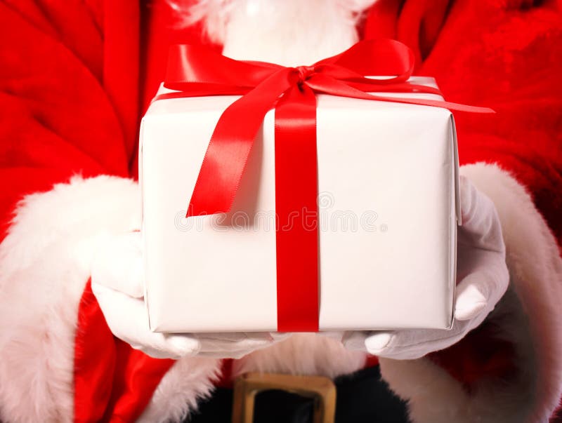 Santa Claus with Gift Box stock image. Image of holding - 60297221