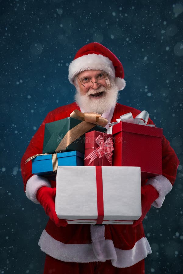 Santa Claus with Gift Boxes Stock Photo - Image of kind, beard: 46421384