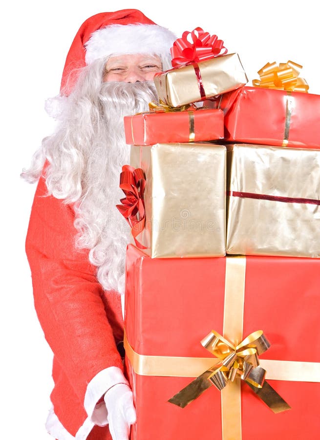 Santa Claus with gifts stock photo. Image of ribbon, surprise - 21489854