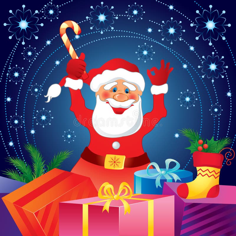 Santa Claus with gifts stock illustration. Illustration of christmas ...