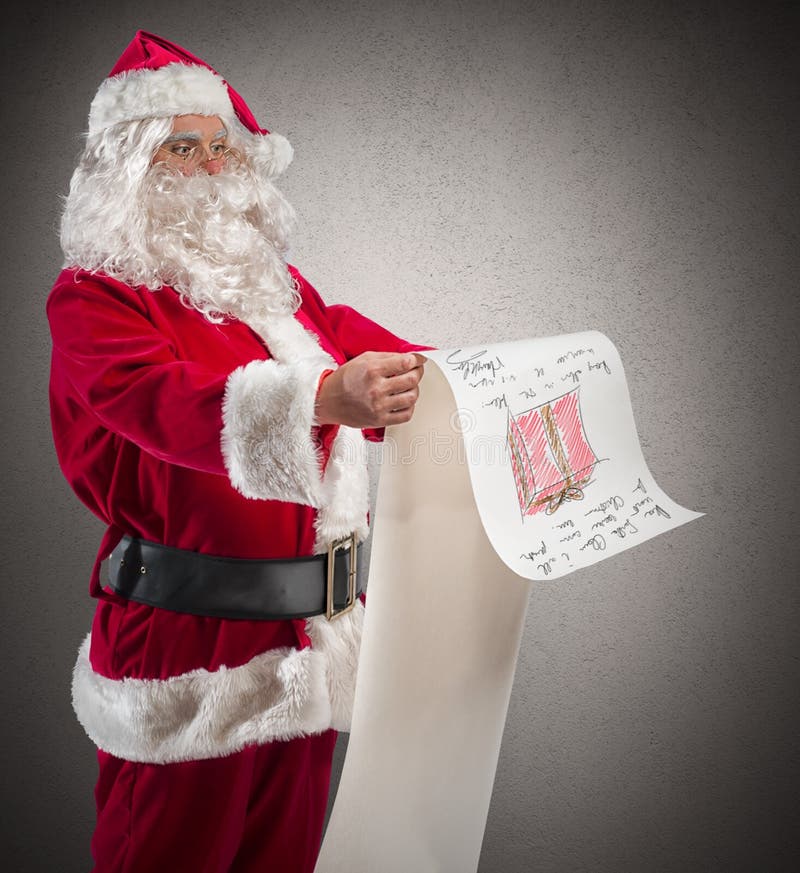 Santa Claus with Gifts List Stock Image - Image of communication ...