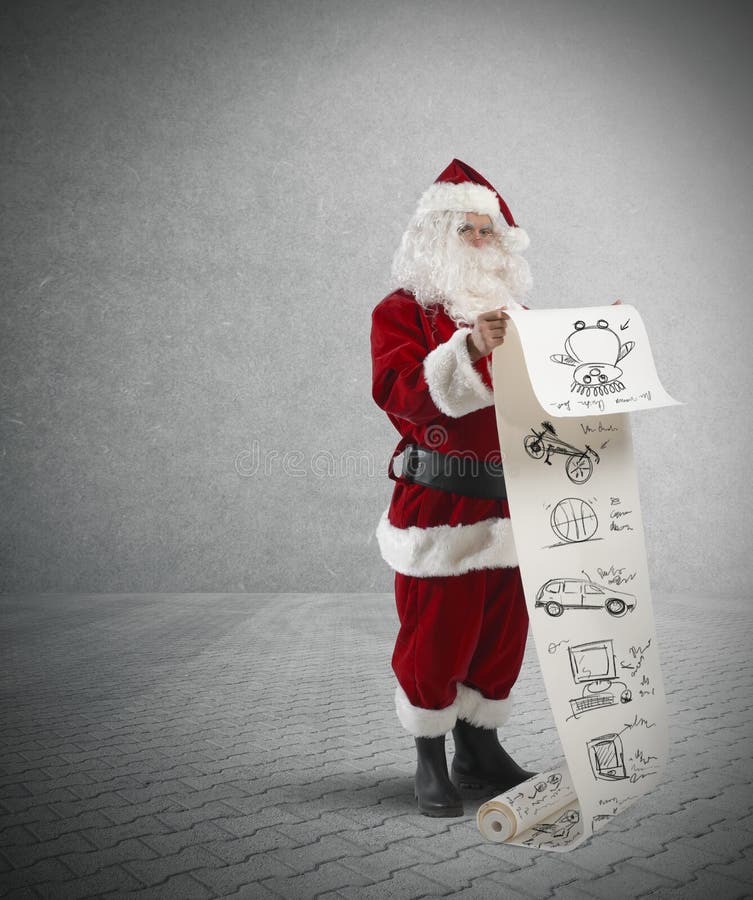 Santa Claus with Gifts List Stock Photo - Image of present, person ...