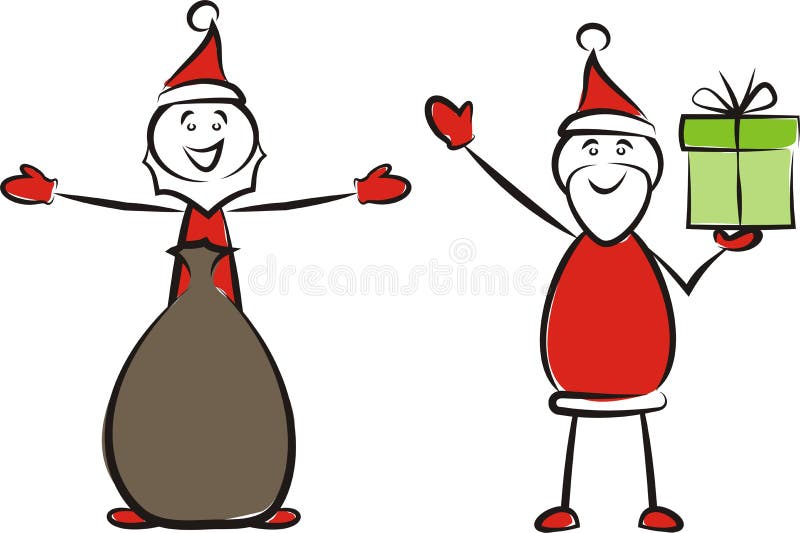 Santa claus with gifts stock vector. Illustration of stickman - 101961565