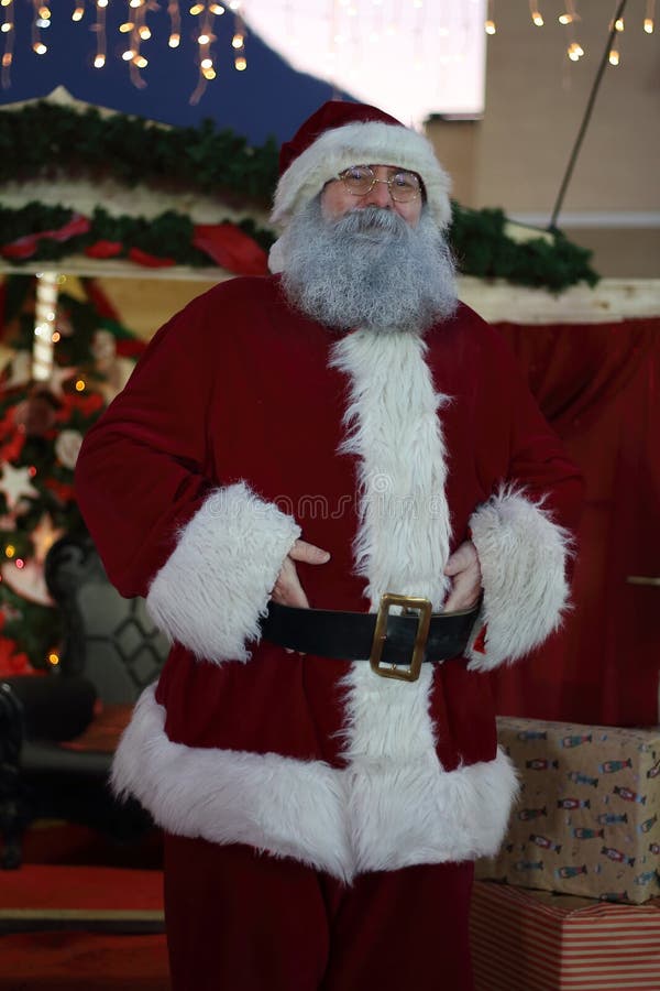 Santa Claus with Gray Beard and Typical Red and White Suit Editorial ...