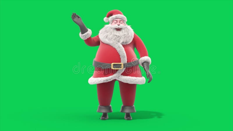 Santa Claus Greets Green Screen Loop 3D Rendering Animations 4K ...