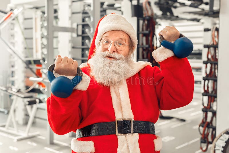 Santa Claus in the Gym Holiday Concept Stock Image - Image of santa ...