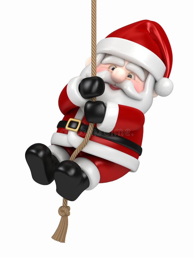 Santa Claus Hanging on a Rope Stock Illustration - Illustration of ...