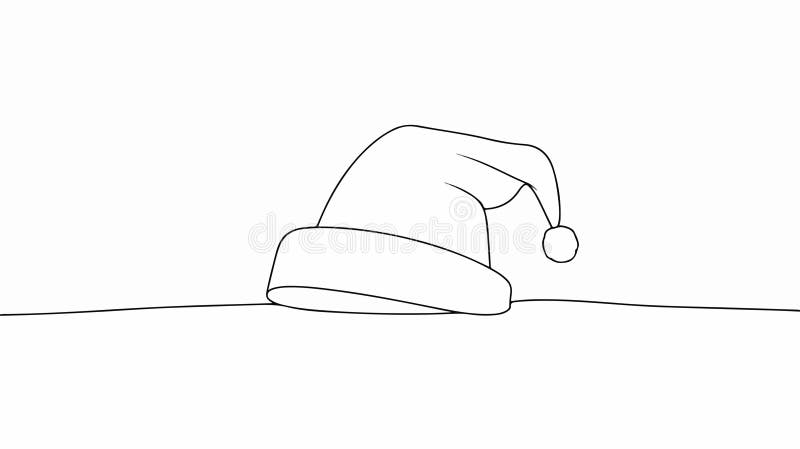 Santa Claus Hat Continuous One Line Drawing Stock Vector - Illustration ...