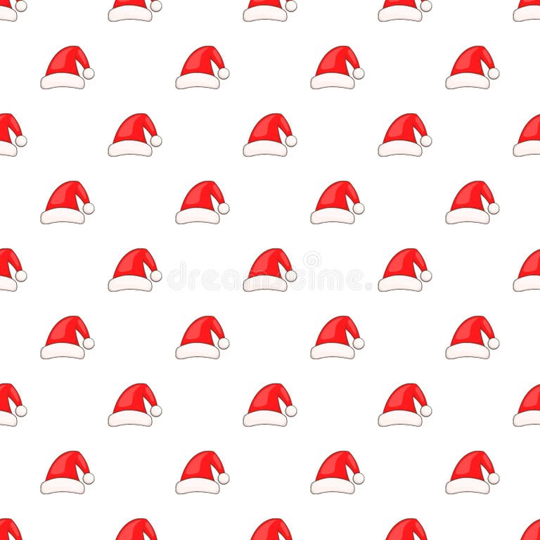 Santa Claus Hat Pattern, Cartoon Style Stock Vector - Illustration of ...