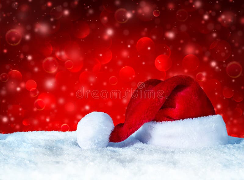 Santa Claus Hat with Snow - Red Stock Photo - Image of santa ...