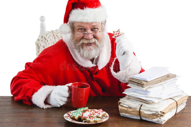 Santa Claus Having a Cup of Coffee Stock Photo - Image of festivity ...