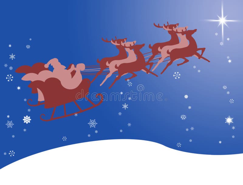 Santa Claus in His Sleigh with Bright Star Stock Illustration ...