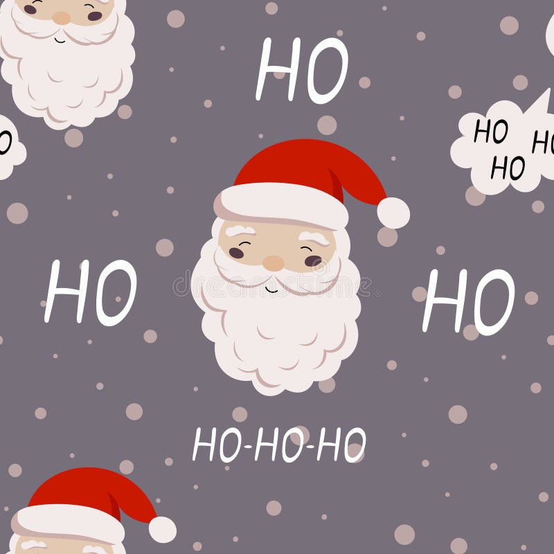 Santa Claus Ho Ho Ho in Flat Style Seamless Pattern. Vector Background ...