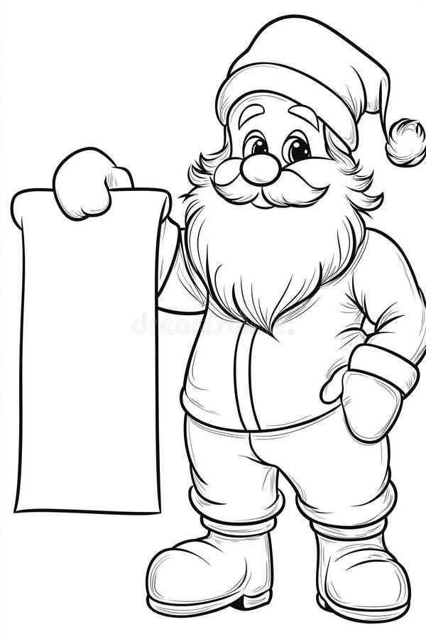Santa Claus Holding a Blank Scroll Coloring Book Stock Illustration ...