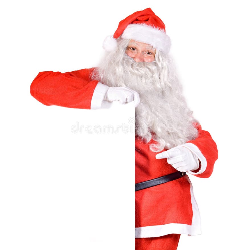 Santa Claus Holding A Blank Sign Stock Photo - Image of clause, sale ...