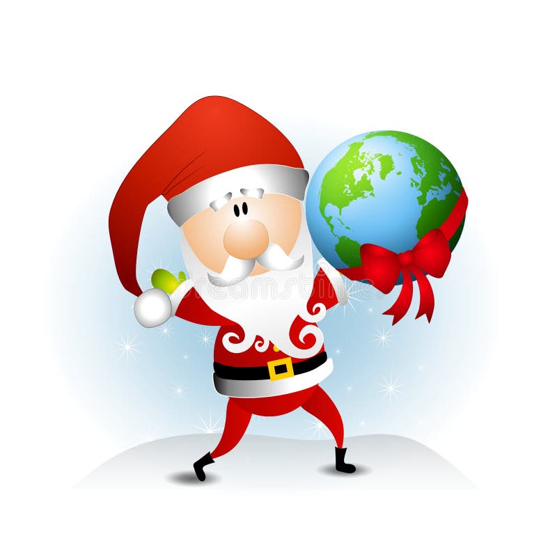 Santa Claus Holding Earth stock illustration. Illustration of christmas ...