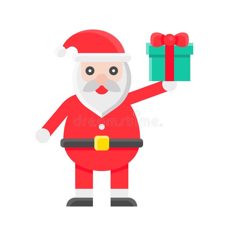 Santa Claus Holding Gift Box, Christmas Day Related Flat Icon Stock ...