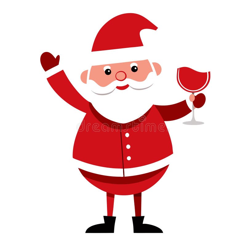 Santa Claus Holding a Glass of Red Wine. Focus on the Glass Stock ...