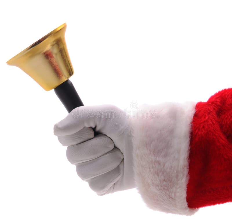 Santa Claus Holding Gold Bell Stock Image - Image of bell, ringing ...