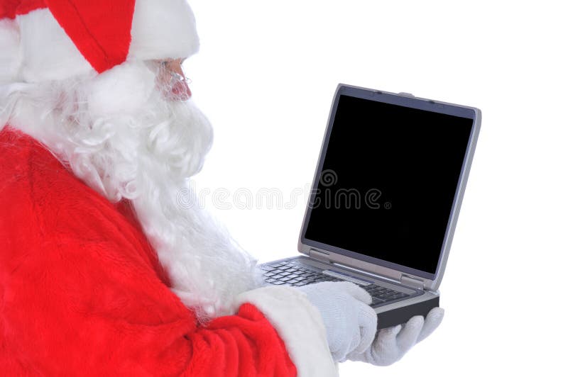 Santa Claus with laptop stock photo. Image of communication - 34067804